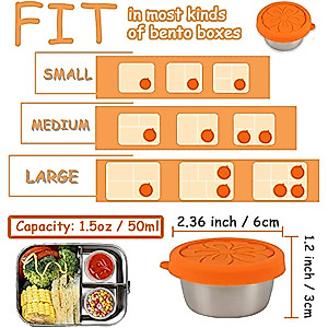 FunisFun Stainless Steel Condiment Containers with Lids 3 x 1.5 oz Leakproof Salad Dressing Container to Go for Kids Lunch Containers