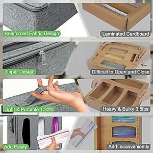 KNHUOS Ziplock Bag Organizer, Plastic Bag Organizer,Baggie Organizer,Sandwich Bag Organizer Compatible With Gallon, Quart, Sandwich & Snack Variety Size Bag (1 Box 4 Slots)