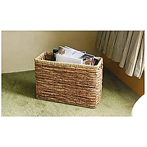 KXA Straw Magazine Basket Storage Basket Magazine Basket Rectangular Storage Basket Vintage Chinese Finishing Basket 26 38 15cm