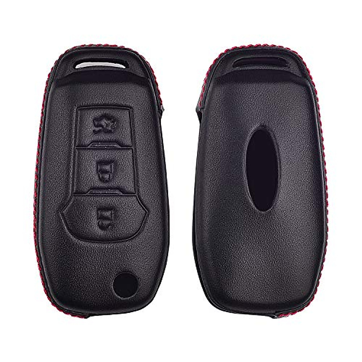 ROYALFOX(TM 2/3 Buttons Leather flip Remote Key Fob case Cover for 2015 2016 2017 2018 2019 Ford F150 F250,Focus 3 Escort Kuga Everest Fiesta Mustang Edge MKV S-MAX Fusion 2016 Ranger (Leather Black)