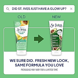 St. Ives Soft Skin Face Scrub, Avocado & Honey Moderate Exfoliator For Soft, Smooth Skin, Oil-free Facial Scrub Made with 100% Natural Exfoliants, 6 oz, 6 Pack