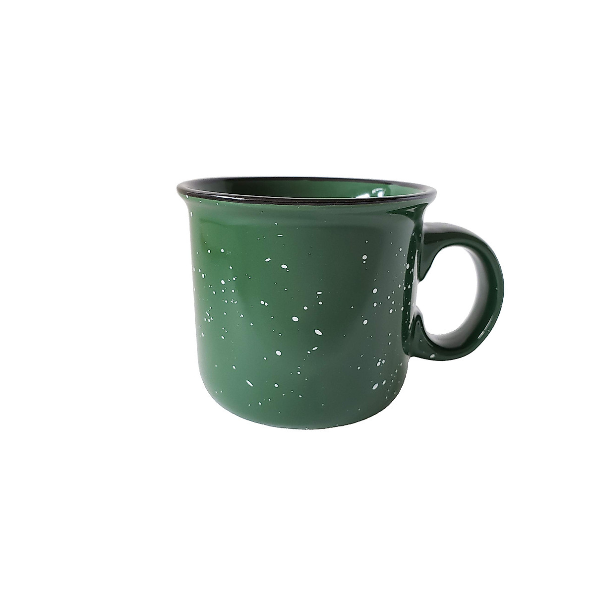 Essential Drinkware 14oz Ceramic Campfire Coffee Mug (Set of 4), Green with Speckled Finish - Durable Thick Walled Camping Style Cup for Outdoors or Home