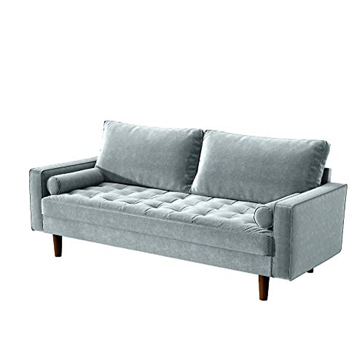 Container Furniture Direct Womble Velvet Upholstered Living Room Diamond Tufted Chesterfield Sofa with Gleaming Nailheads, Teal Blue