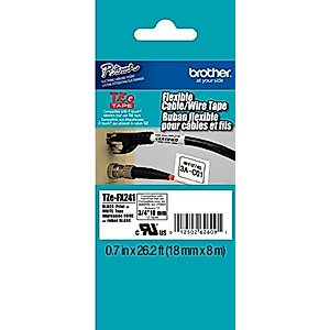 2/Pack Genuine Brother 3/4" (18mm) Black on White Flexible Cable/Wire TZe P-touch Tape for Brother PT-1830, PT1830 Label Maker