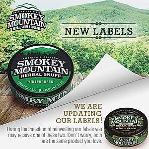 Smokey Mountain Herbal Long Cut – Wintergreen – 1 Can - Tobacco Free and Nicotine Free Snuff