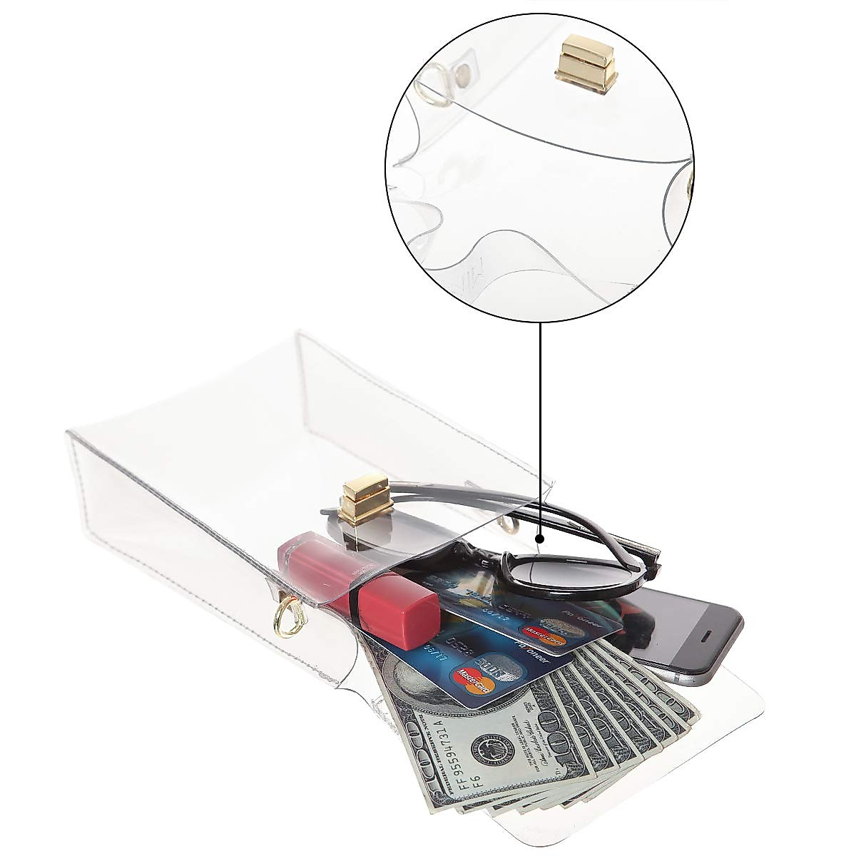 AOCINA Clear Crossbody Purse Bag, PGA Stadium Aprroved Clear Handbags for Work, Concerts, Sports Events (A-clear-vertical 2)