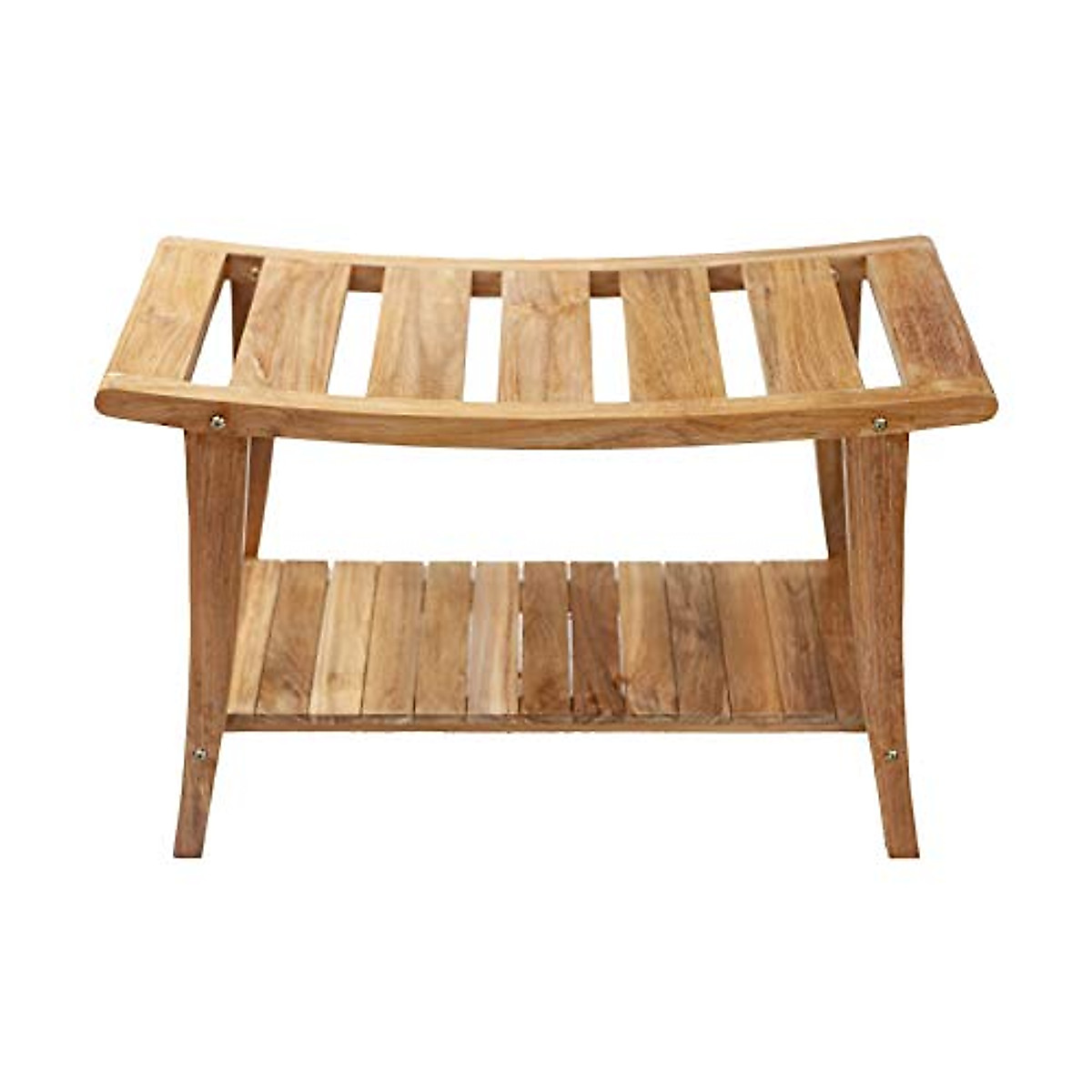 NORDIC STYLE TEAK Wood Shower and Spa Bench with Shelf, Indoor and Outdoor Use (30" Asian Style)