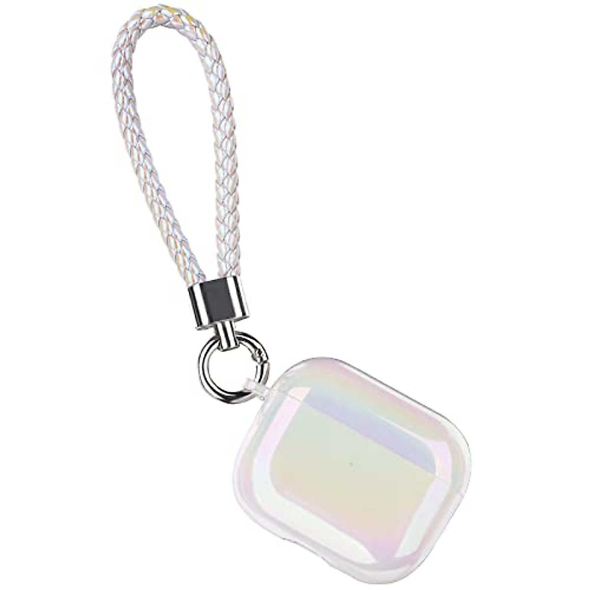 AIRSPO AirPods 3 Case Cover Clear Lasher Hard PC Protective Case Colorful AirPod 3 Cover Skin Compatible with Apple AirPods 3rd Generation with Keychain (Glittery White)