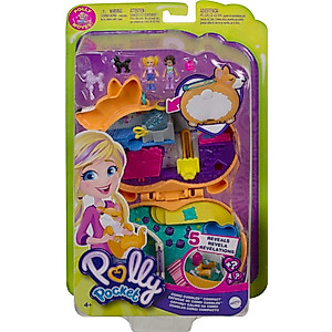 Polly Pocket Compact Playset, Corgi Cuddles with 2 Micro Dolls & Accessories, Travel Toys with Surprise Reveals (Amazon Exclusive)