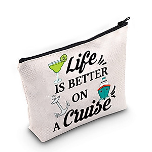 ZJXHPO Cruise Vacation Cosmetic Bag Life Is Better On A Cruise Makeup Bag With Zipper Summer Vacation Travel Case Beach Life Gift (Cruise)