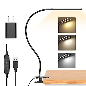 iZELL Book Light, LED Reading Light Clip On [3 Color Modes & 10 Brightness Levels] Flexible Gooseneck Book Reading Lamp for Kids Reading in Bed at Night Clip Bedside Table Headboard Dorm