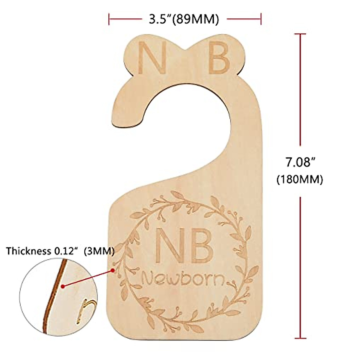 Dabancy Wooden Baby Closet Dividers - Set of 10 from Newborn to Toddler and 2 Blanks with Velvet Bag,Wooden Nursery Closet Dividers for Baby Clothes- [Wooden]