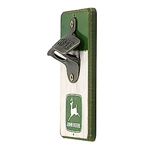 John Deere Logo Wall Bottle Opener - Vintage John Deere Bottle Opener Made with Wood and Cast Metal - Great Gift Idea