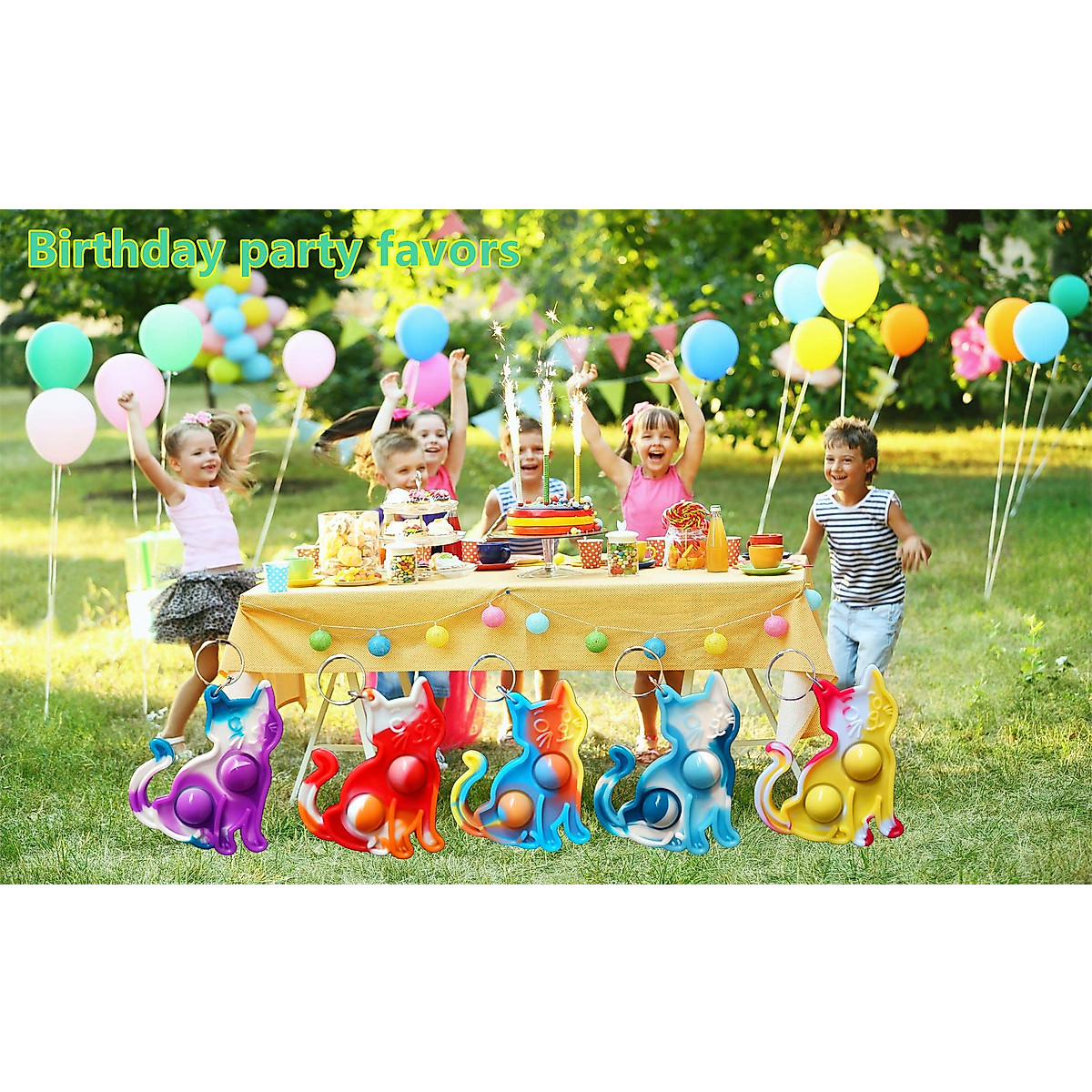 24 Packs Cats Funny Summer Present Unique Mini Item Assorted fidgets Toys for Kids Children Classroom Students Gifts from Teacher,Birthday Party Bubble Favor