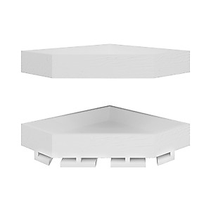 WELLAND White Wood Corner Floating Shelves Wall Mount Corner Wine Rack -2 Pack with 6 Glass Slot Holder