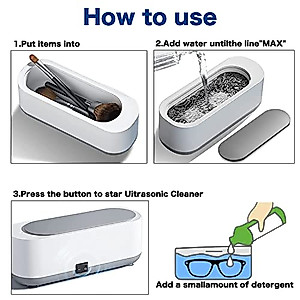 RoBeKaU Ultrasonic Jewelry Cleaner Portable Professional Household Cleaning Machine for Jewelry, Eyeglasses, Rings, Silver, Retainer, Coins