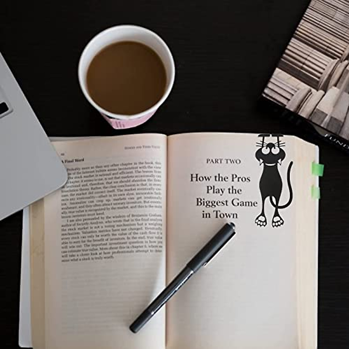 Curious Cat Bookmark for Cat Lovers,Locate Reading Progress with Cute Cat Paws Bookmarks,3D PVC Reusable Creative Cutout Black Cat Markers Hanging Kawaii Bookmark Kids Students Reader Teachers Gift