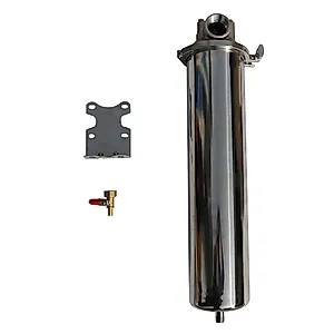 INTBUYING Heavy-Duty Filter Housing for 20"L cartridges 1.5"NPT inlet and outlet Corrosion-Resistant Stainless Steel Water Filter Housing with Bracket and a Drain Valve