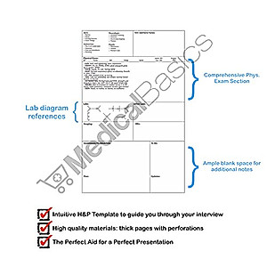 H&P Notebook (2 Pack) - Medical History and Physical Notebook, 100 Medical templates with Perforations