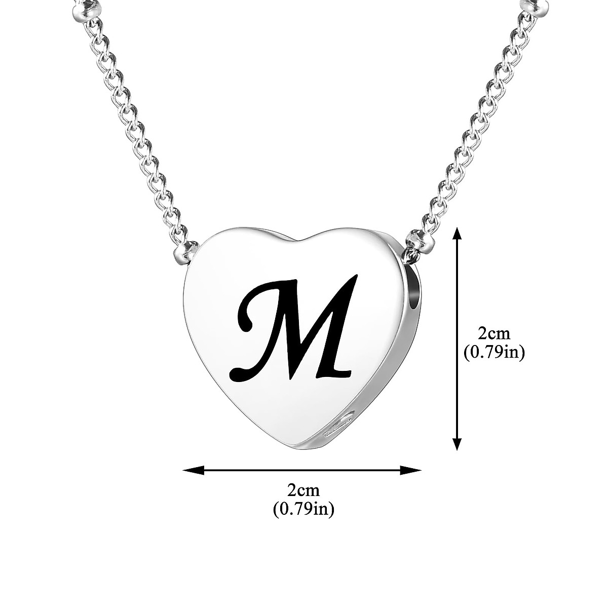 XIUDA Cremation Jewelry for Ashes Personalized Initial Heart Urn Necklace for Women Men Stainless Steel Keepsake Memorial Pendant for Human Ashes