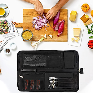 Chef’s Knife Roll Bag, Heavy Duty Oxford Chef Knife Bag, Portable 13 Slots Chef Knife Case , Multi-function Cutlery Knives Pouch Holder Knife Wrap Wallet Tool Roll for Home Kitchen Traveling Camping