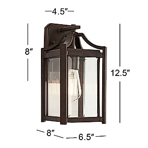 Franklin Iron Works Rockford Farmhouse Rustic Outdoor Wall Light Fixture Bronze Iron 12 1/2" Clear Beveled Glass Panel for Exterior House Porch Patio Outside Deck Garage Yard Front Door Garden Home