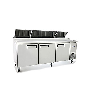 Atosa MPF8203 93" Pizza Prep Table Three Door Refrigerator 2 Year PARTS + LABOR / 5 Year Compressor WARRANTY