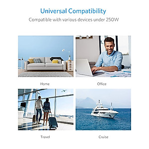 BESTEK 250W Power Converter 3-Outlet and 4-Port USB Travel Voltage Transformer 220V to 110V with Type G/D/M/AU/US Travel Plug Adapters