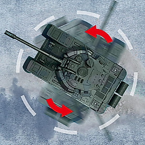 Glorryearst RC Tank 1:28 Scale 9 Channel Remote Control Toy with Realistic Sounds and Lights,Radio Control Military Battle Tanks Gifts for Kids and Adults