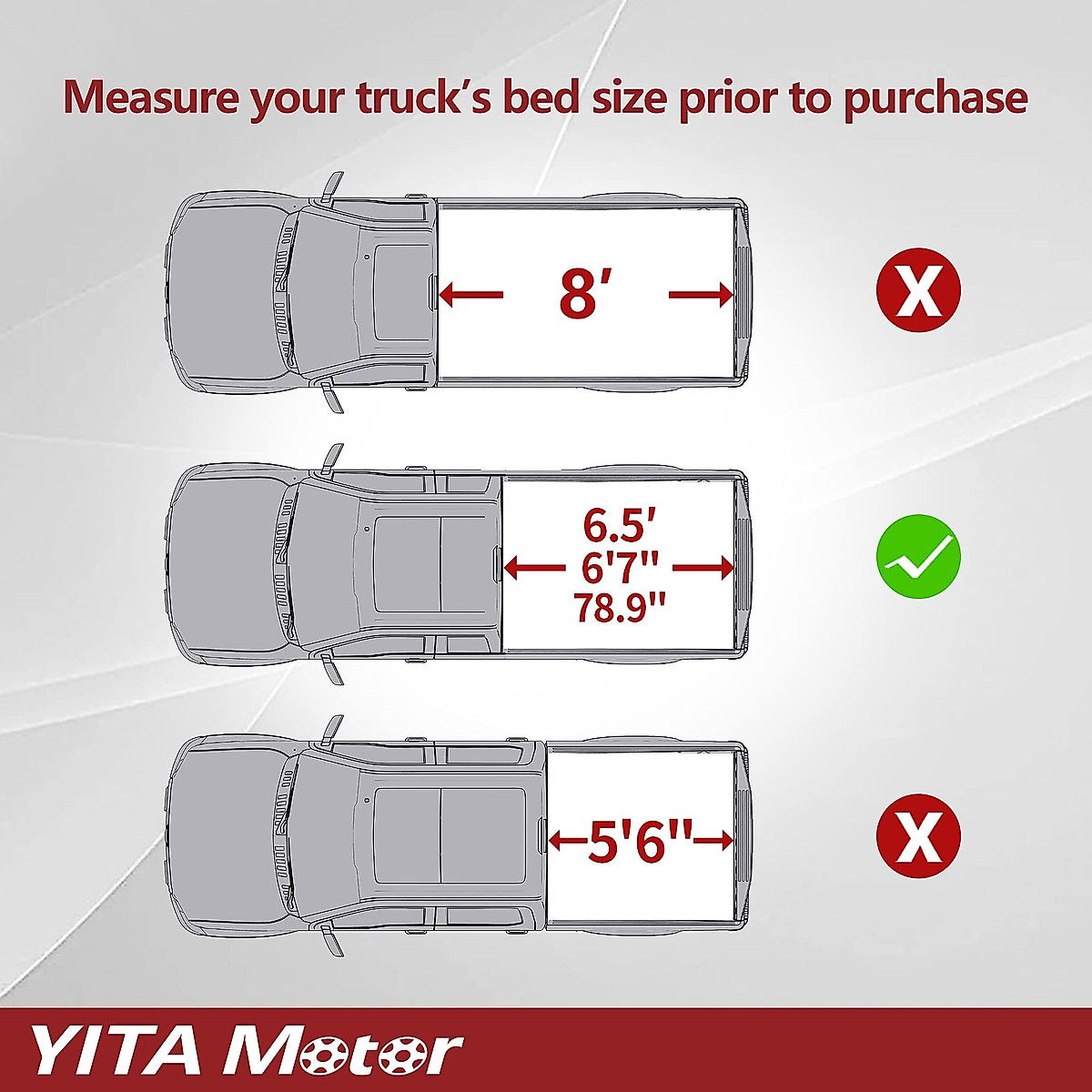 YITAMOTOR Soft Quad Fold Truck Bed Tonneau Cover Compatible with 2009-2014 Ford F150 F-150, Styleside 6.5 ft Bed