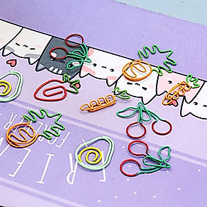 Cualque 25Pcs Fruits Paper Clips Bookmark Carrot Cherry Avocado Strawberry Pineapple Metal Bookmarks for Kids Students School Office Home