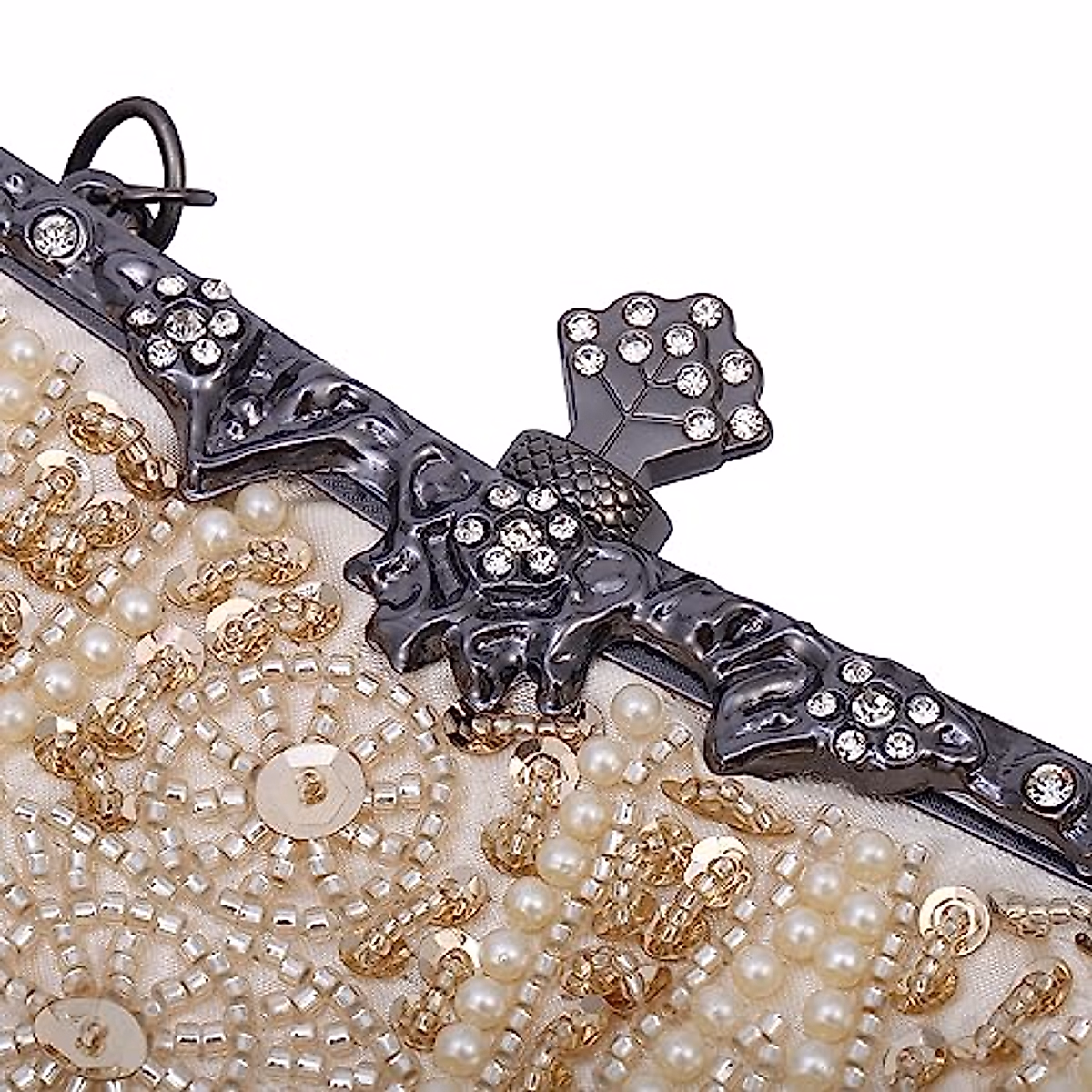 AIJUN Womens Vintage Beaded Evening Bag Sequin Clutch Purses for Women Wedding Clutches Prom Cocktail Party Handbags(Champagne)