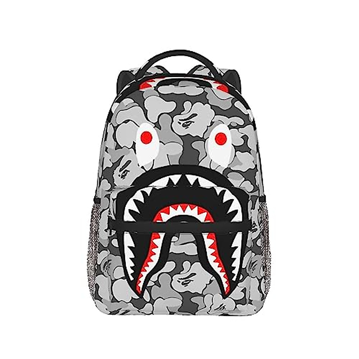 AIRPO Fashion Shark Camo Backpacks Blue Camo Large Capacity Laptop Daypack Lightweight Backpack Casual Travel Travel Hiking Bag For Women Men
