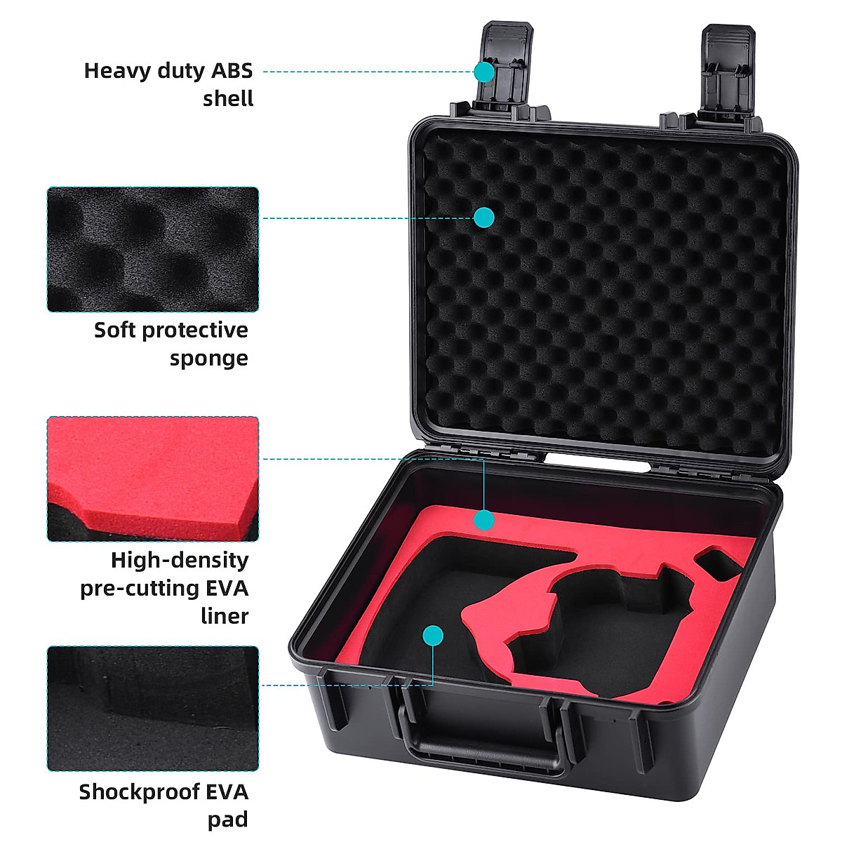 HeiyRC Waterproof Hard Case Compatible with Oculus Quest 2 VR Gaming Headset Controller Storage Travel Carrying Case Hardshell Box with Pre-Cut EVA Foam