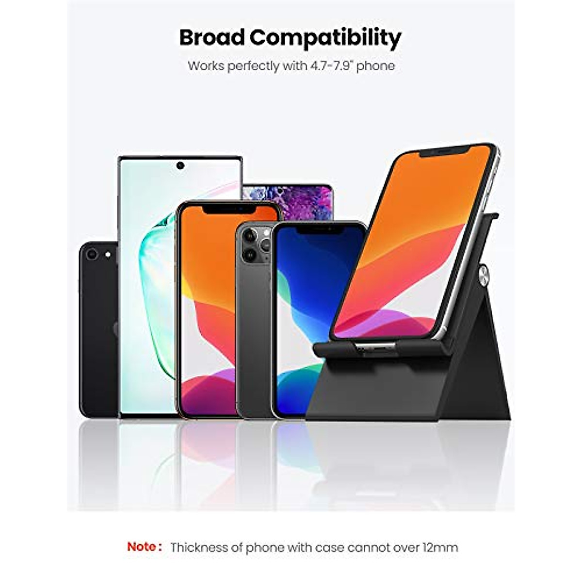 UGREEN Cell Phone Stand Holder Desk Adjustable iPhone Stand Small Foldable Portable Compatible with iPhone 14 13 12 Pro Max 11 SE, Samsung Galaxy Ultra S22 Black