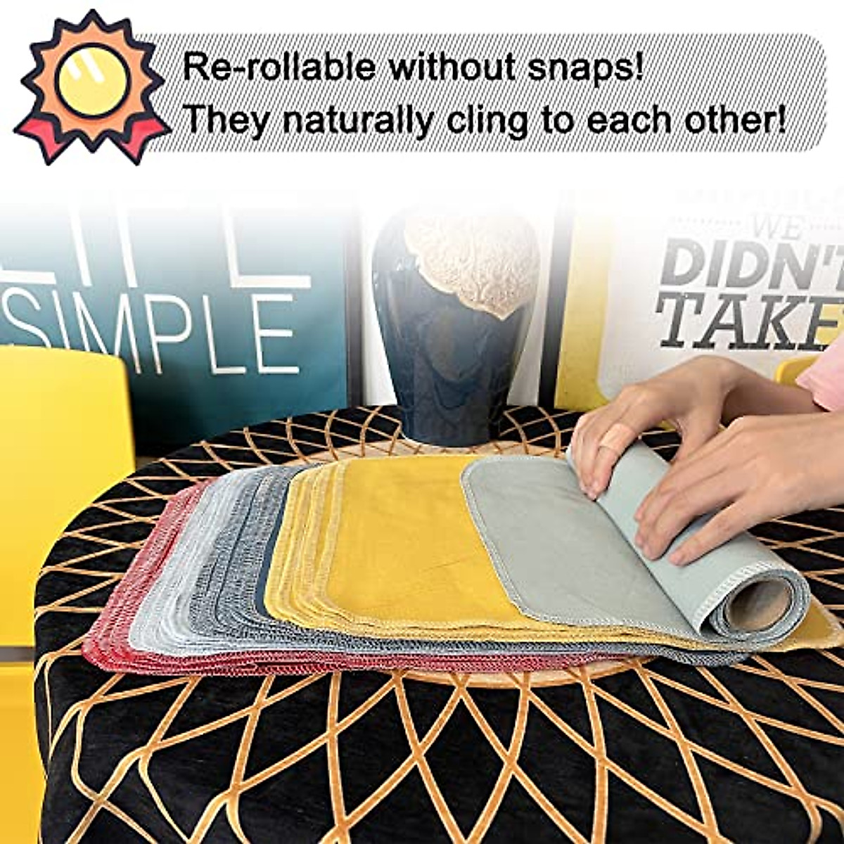 NGORAY Reusable Paper Towels Swedish Dish Washable - 25 Pack Cotton Pulp Reusable Napkins Alternative Eco Friendly Thick and Strong Cloth Paper Towels Roll for Kitchen Paperless Dishcloths Replacement