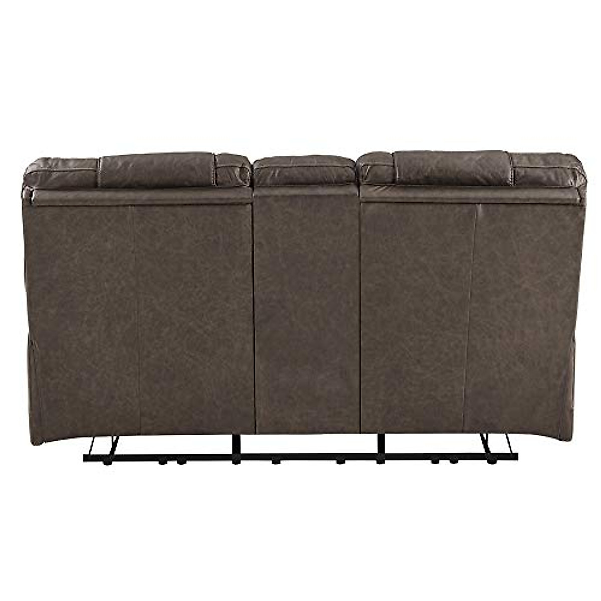 Signature Design by Ashley Wurstrow Leather Adjustable Dual Sided Power Reclining Loveseat with Console & USB Charging, Brown