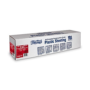 Film-Gard 626033 Construction Plastic Sheeting 10' Width X 100' Length X 6 mil Thick, Clear, 1 Count