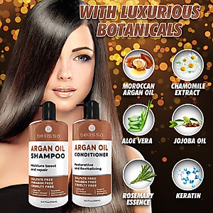 BELLISSO Moroccan Argan Shampoo, Conditioner Set and Hair Mask