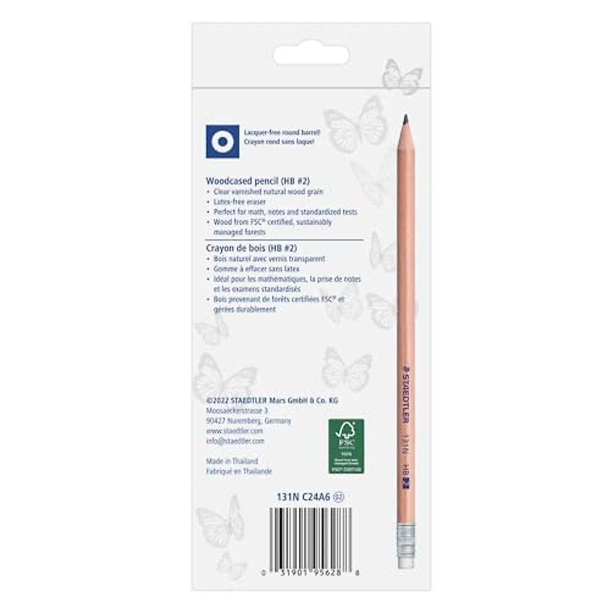 STAEDTLER 131N Unpainted Natural Wood Graphite Pencils, HB2 Woodcased Pencils, Lacquer-Free Round Barrel, Pack of 24