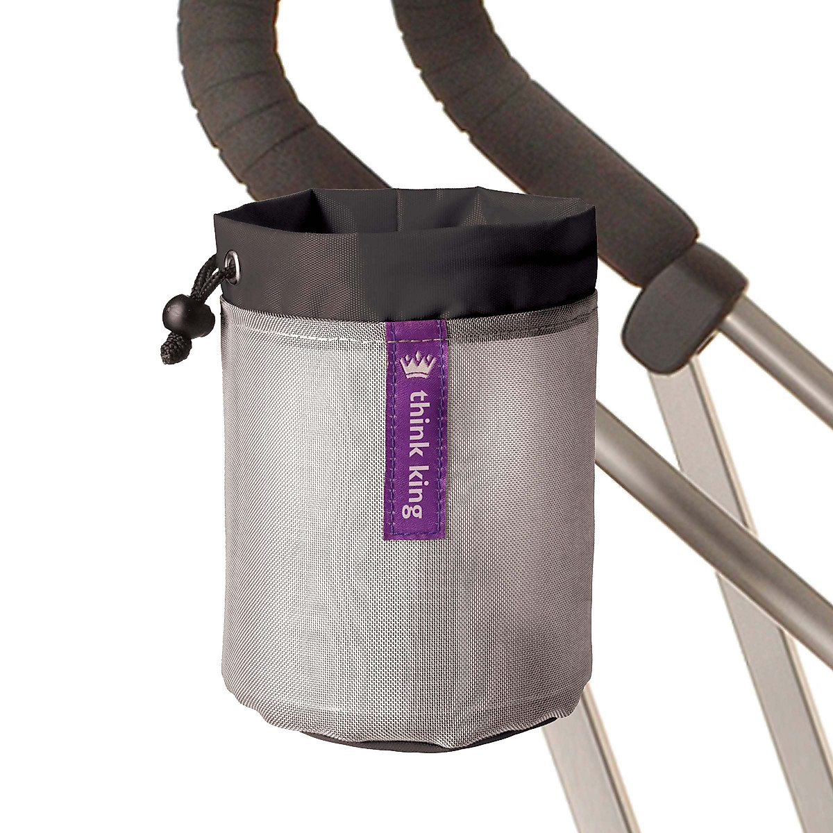 Think King Soft Buggy Cup for Stroller, Wheelchair, Rollator, Walker, Black/Silver