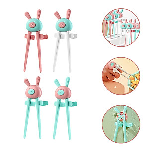 8 pcs Lovely Reusable Plastic Sleeves Learning Snack Chopsticks, Auxiliary Rabbit Conters Cartoon Gifts Gamers Snacks Random Tongs Gamer Clips Slip Phones Clips, Eating