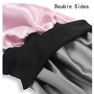 SENGTERM Kids Satin Bonnet Double Layer Wide Elastic Band Sleep Cap Hair Bonnet Silky Night Cap for Girls Toddler Child