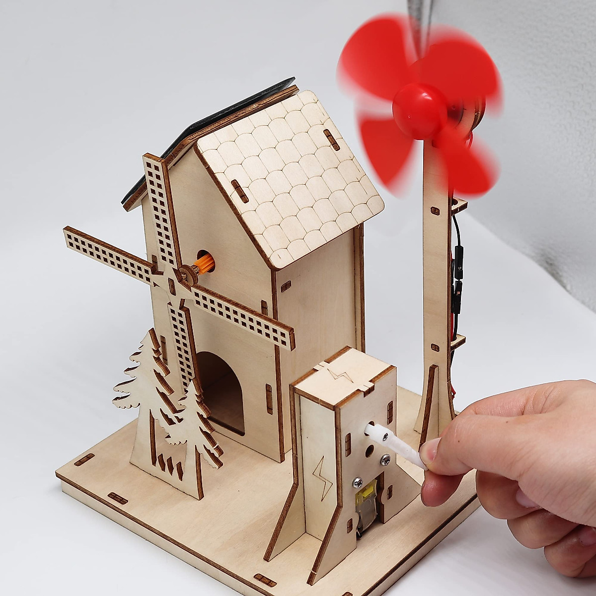 DIY Wooden Science Experiment Educational STEM Building Kit - Science Models Stem Projects for Power Generation - Solar Energy,Hand Crank Generator-Creative Motor Kit for Kids,Teens