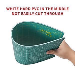 ArtAt Self Healing Cutting Mat: 12″x 18″ Green Double Sided Non-Slip 5 Layers PVC Durable Craft Sewing A3 Mat for Rotary Cutter, Use for Quilting and Scrapbooking and Craft & Art Projects…