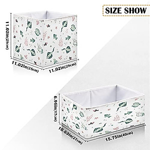 Kigai Marine Fish Sea Animals Fabric Storage Bin 11" x 11" x 11" Cube Baskets Collapsible Store Basket Bins for Home Closet Bedroom Drawers Organizers