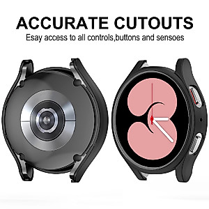 [5+5 Pack] Compatible for Samsung Galaxy Watch 5 / Galaxy Watch 4 44mm Screen Protector Case,Matte PC Bumper Cover+5 Tempered Glass Screen Protector Films for Galaxy Watch 5 4 Accessories