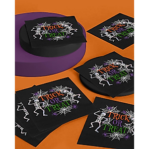 xo, Fetti Halloween Trick or Treat Napkins - 3-ply, 25 pcs | Happy Halloween Party Decorations, Spiderweb Supplies, Spooky Tableware