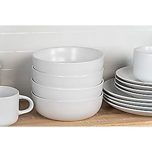 10 Strawberry Street Wazee Matte Coupe Dinnerware Pack of 16, White