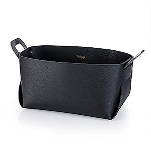 Hekyip Small Pu Leather Multifuctional Organizer, Desktop Organzing Makeup Brush Holder for Living Room, Dressing Table, Office Room (Black+Small Red)